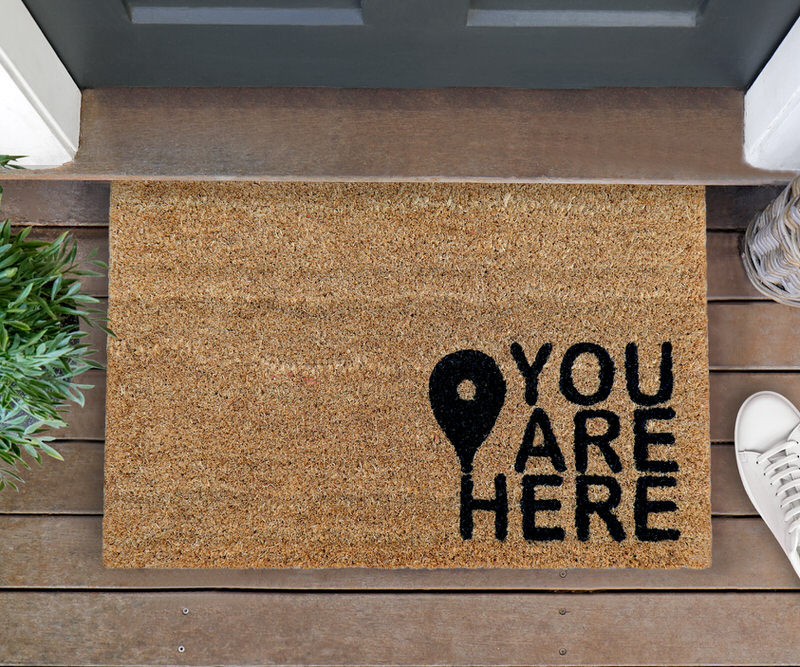 You Are Here Map Pin Doormat 60x40cm