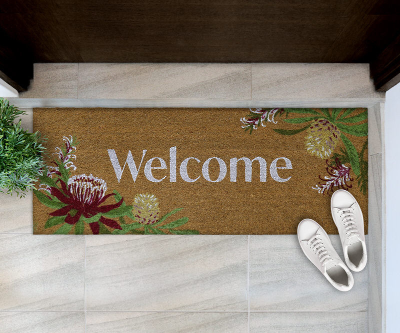 Long Floral Natives Welcome Doormat - 120x45cm - Doormats large and ...